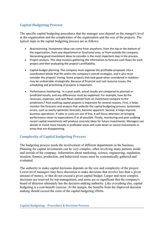 capital budgeting process | PDF