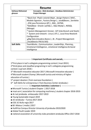 Resume Kahlaoui Mohamed Ghassen | PDF