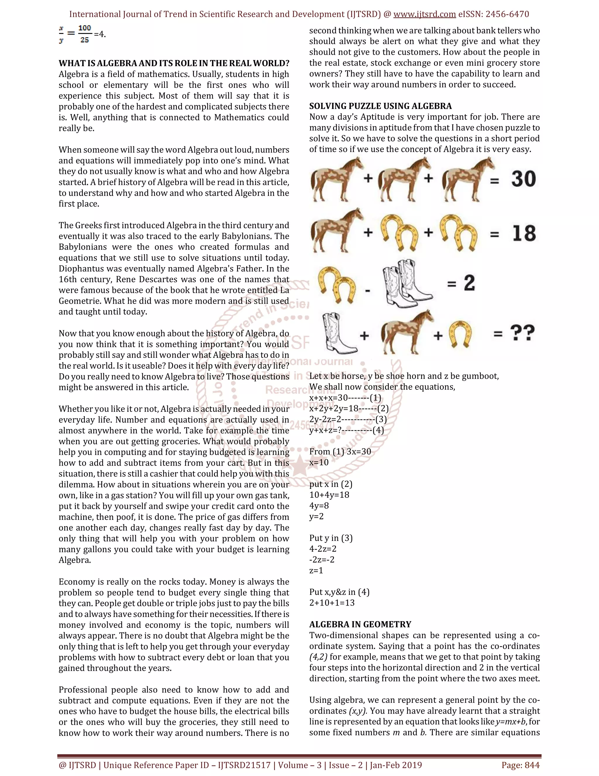 Algebra in Real Life | PDF