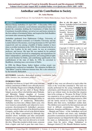 Ambedkar and his Contribution to Society | PDF