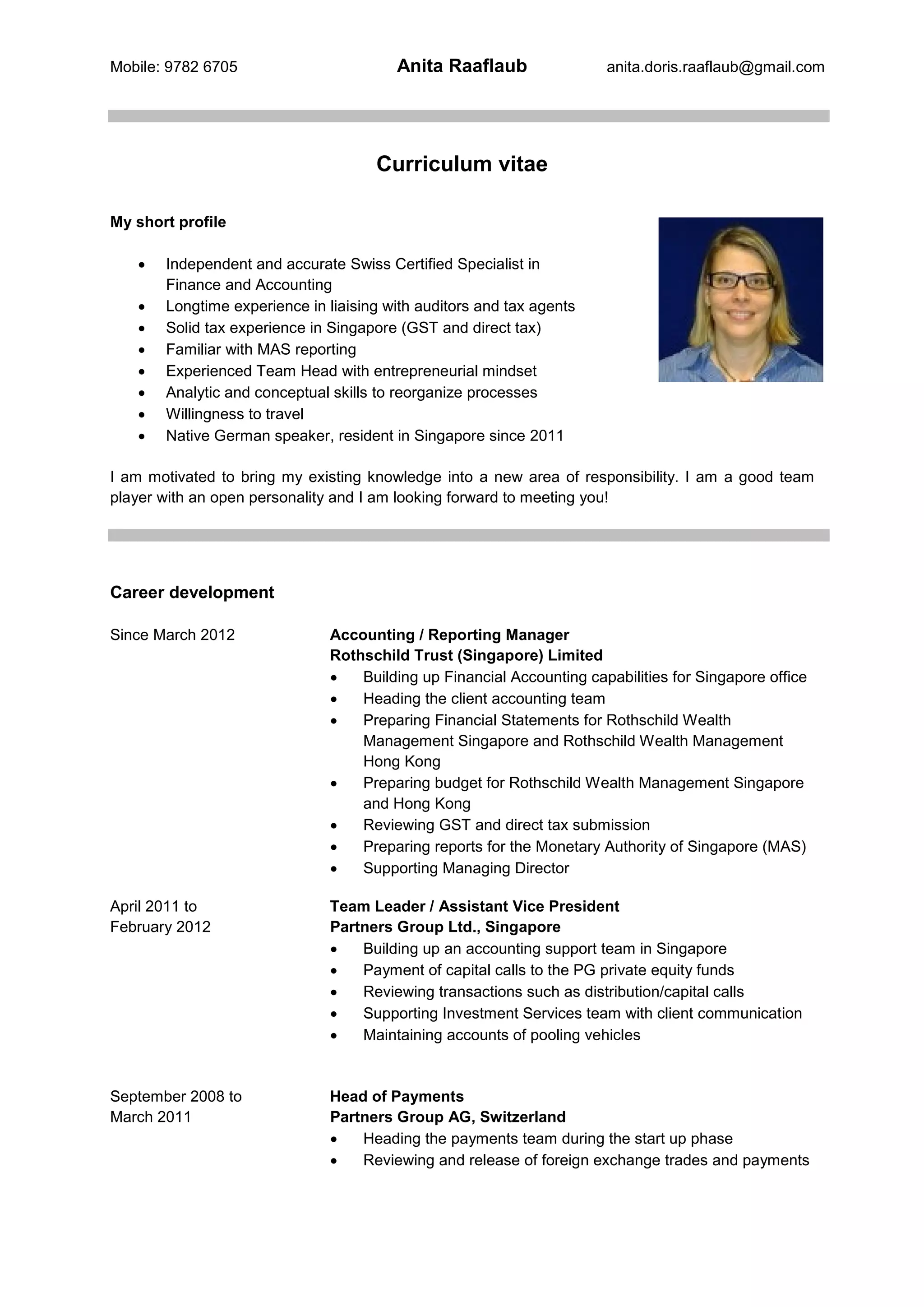 CV Anita Raaflaub | PDF