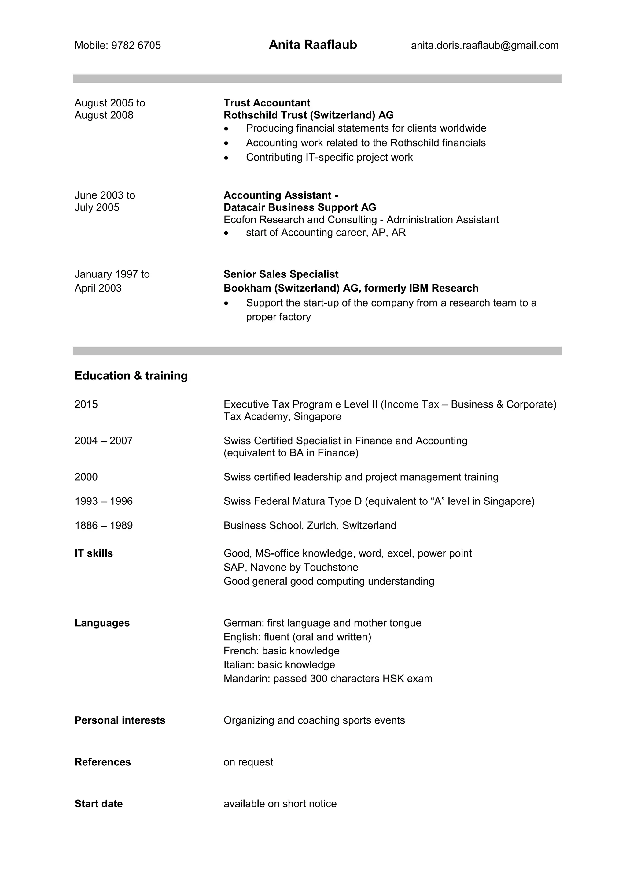 CV Anita Raaflaub | PDF