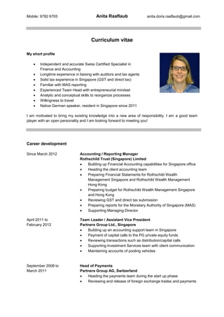 CV Anita Raaflaub | PDF