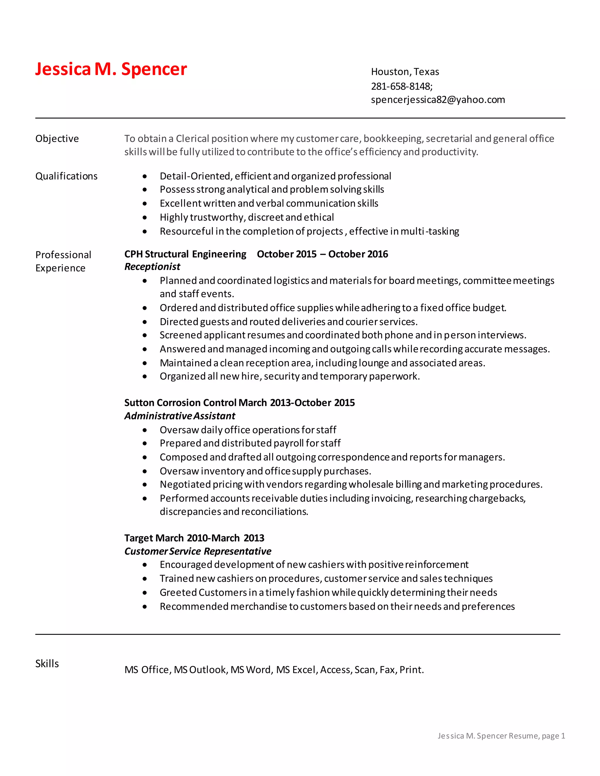 JESSICA SPENCER RESUME | DOCX