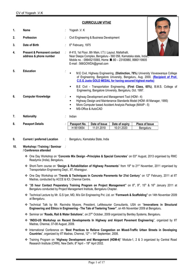 CV of Yogesh Final | DOC | Civil Engineering Industry | Industries