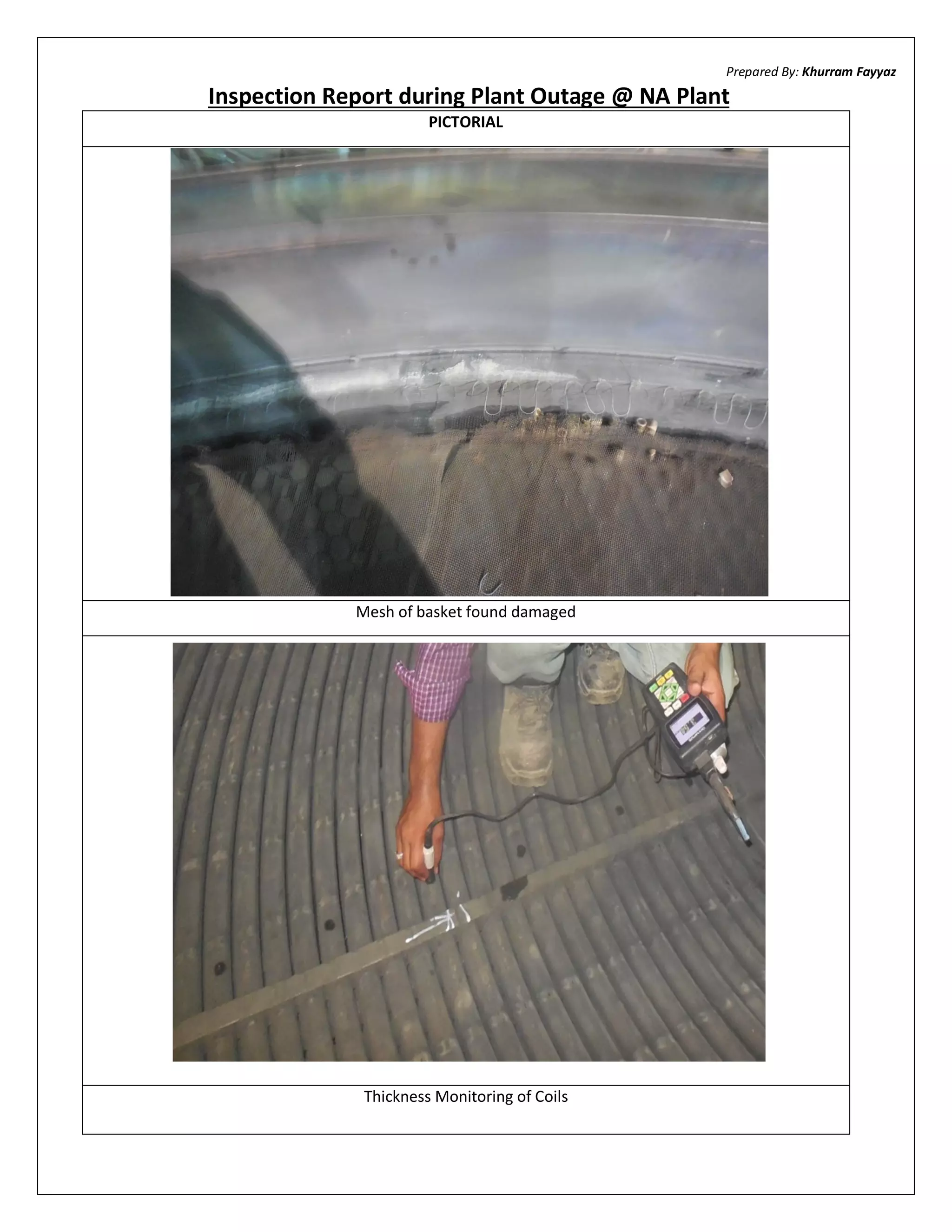 Inspection Report during Plant Outage @ NA Plant | PDF