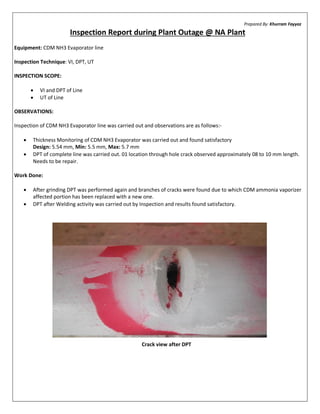 Inspection Report during Plant Outage @ NA Plant | PDF