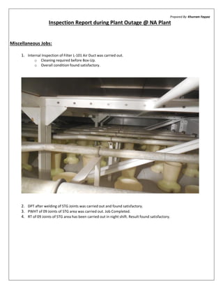 Inspection Report during Plant Outage @ NA Plant | PDF