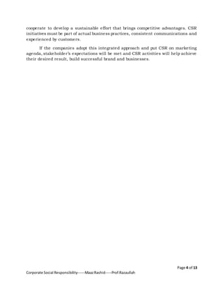 Assignment CSR and Marketing Approaches | DOCX