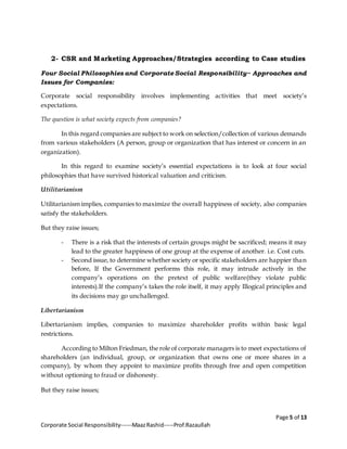 Assignment CSR and Marketing Approaches | DOCX