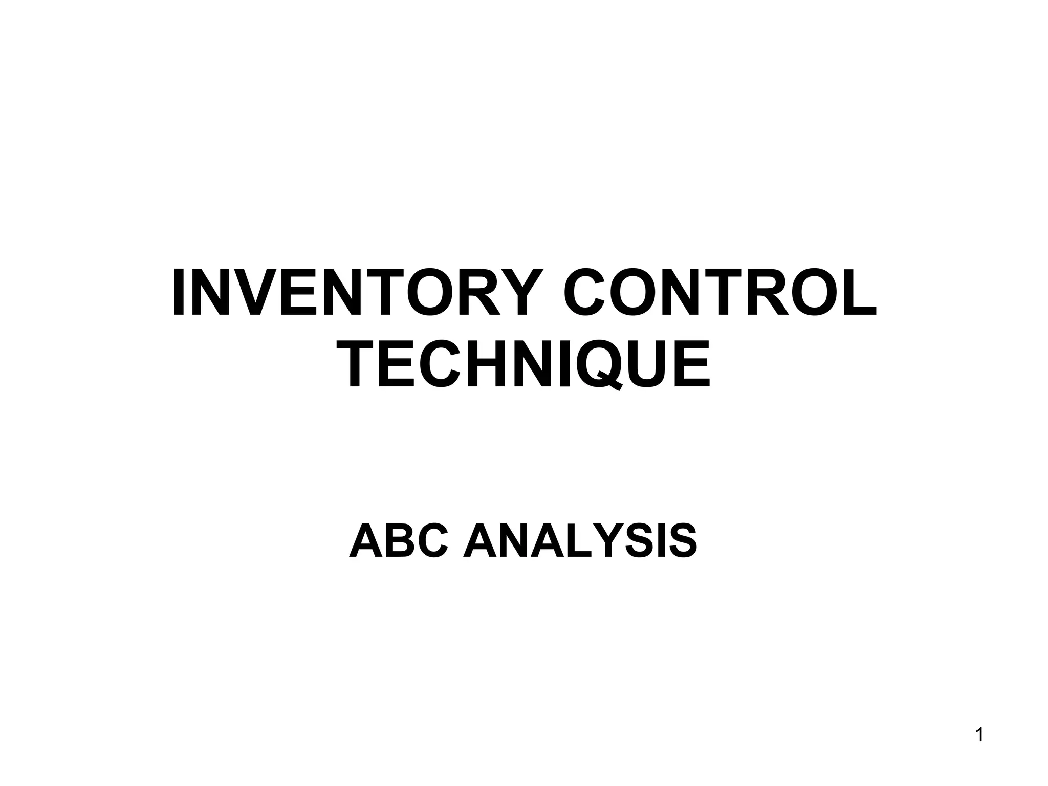 Inventory Control ABC Analysis | PPT