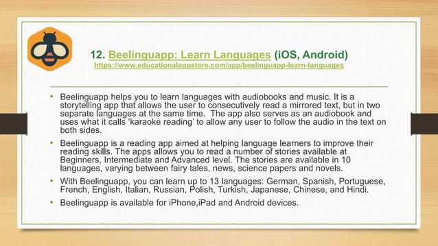 15 Applications for Learning Language.pptx | Internet for Beginners | Internet