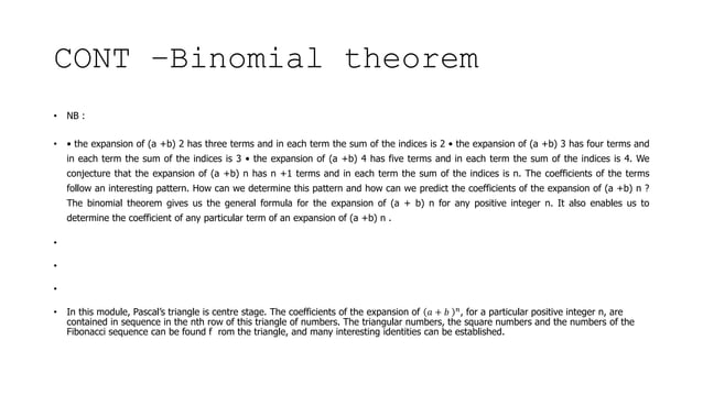 15 April 2024 CONT –Binomial theorem.pptx