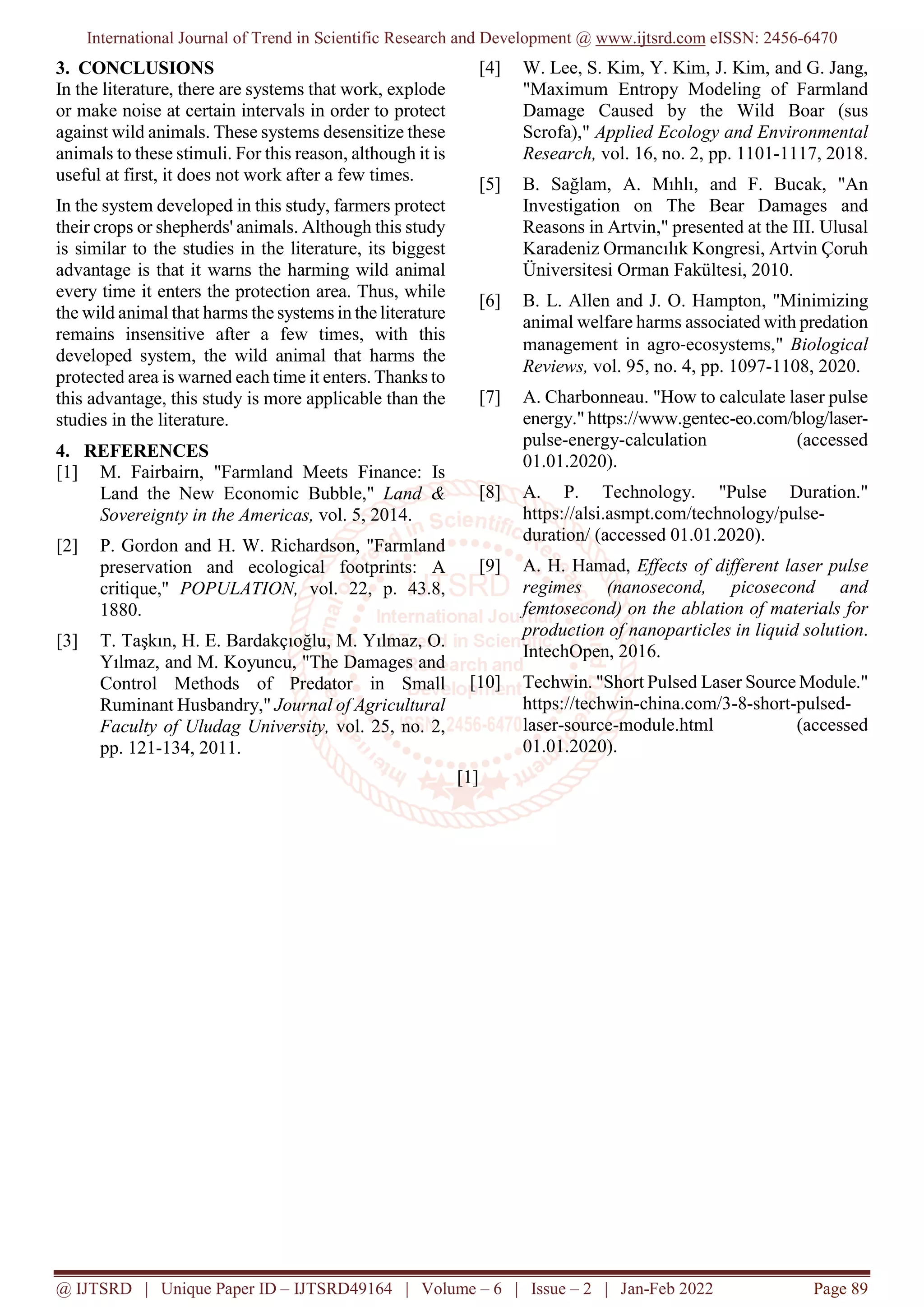 Arduino Controlled Wild Animal Repellent System for Use in Farming | PDF