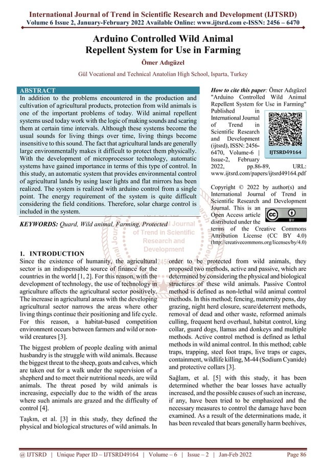 Arduino Controlled Wild Animal Repellent System for Use in Farming | PDF | Dogs | Pets
