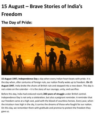 15 August – Brave Stories of India’s Freedom | PDF