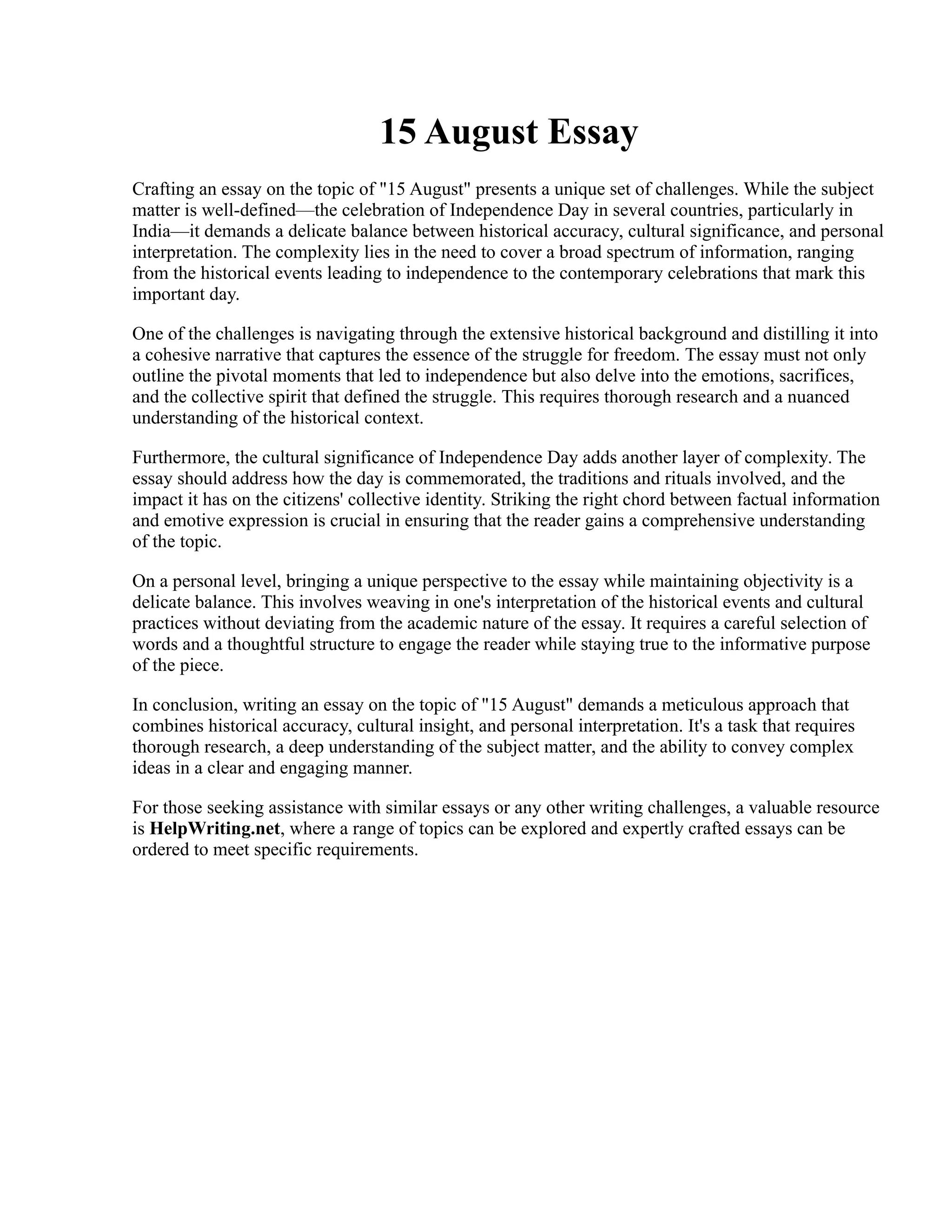 15 August Essay | PDF