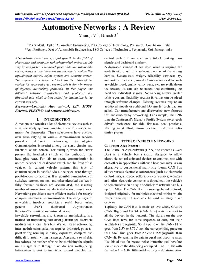 Automotive Networks : A Review | PDF