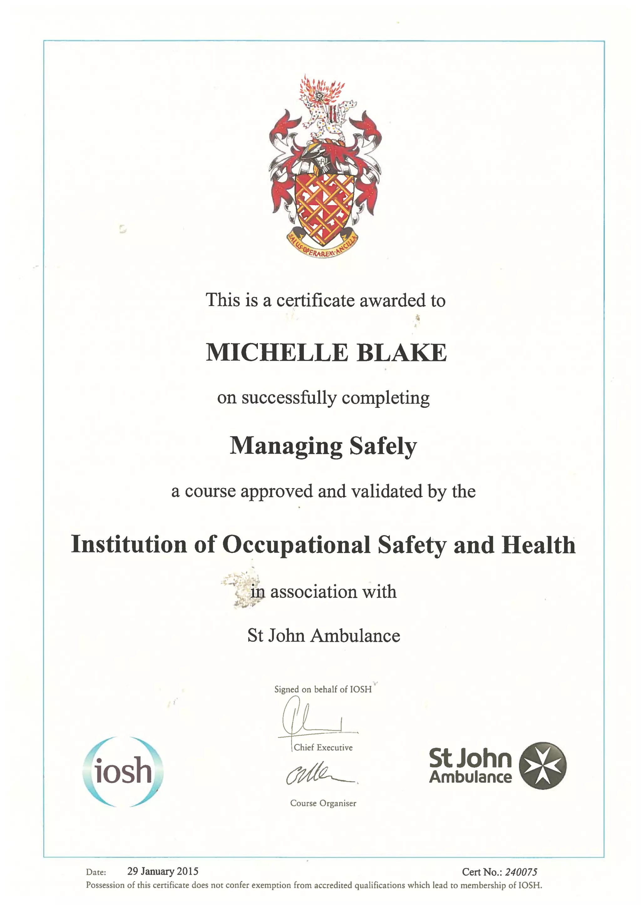 IOSH Certificate of Incorporation - Orion Health | PDF