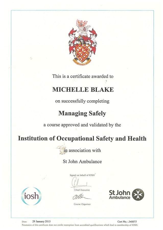 IOSH Certificate of Incorporation - Orion Health | PDF