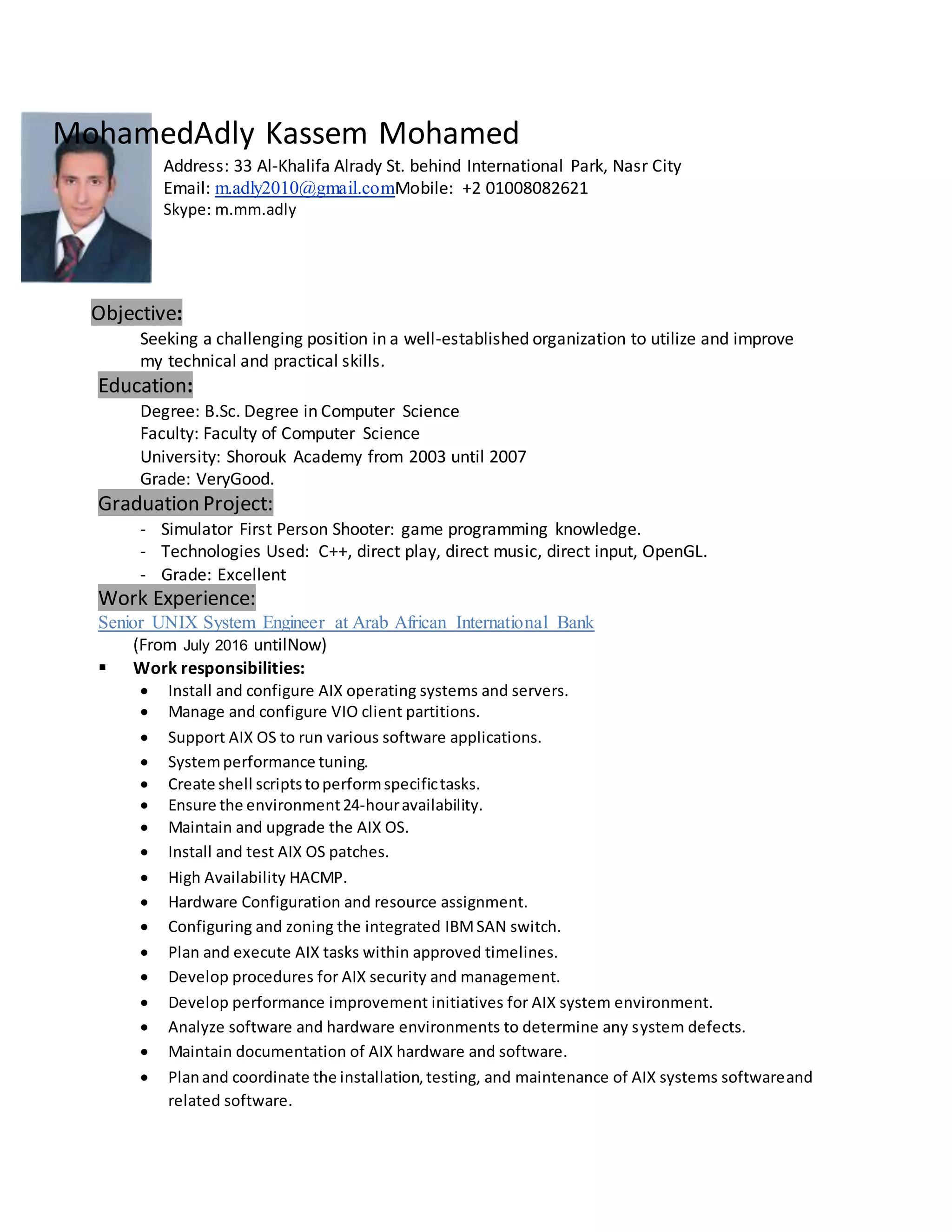 Mohamed Adly CV | PDF Mohamed Adly CV | PDF