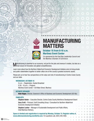 Manufacturing Matters Breakfast_Oct 13 | PDF