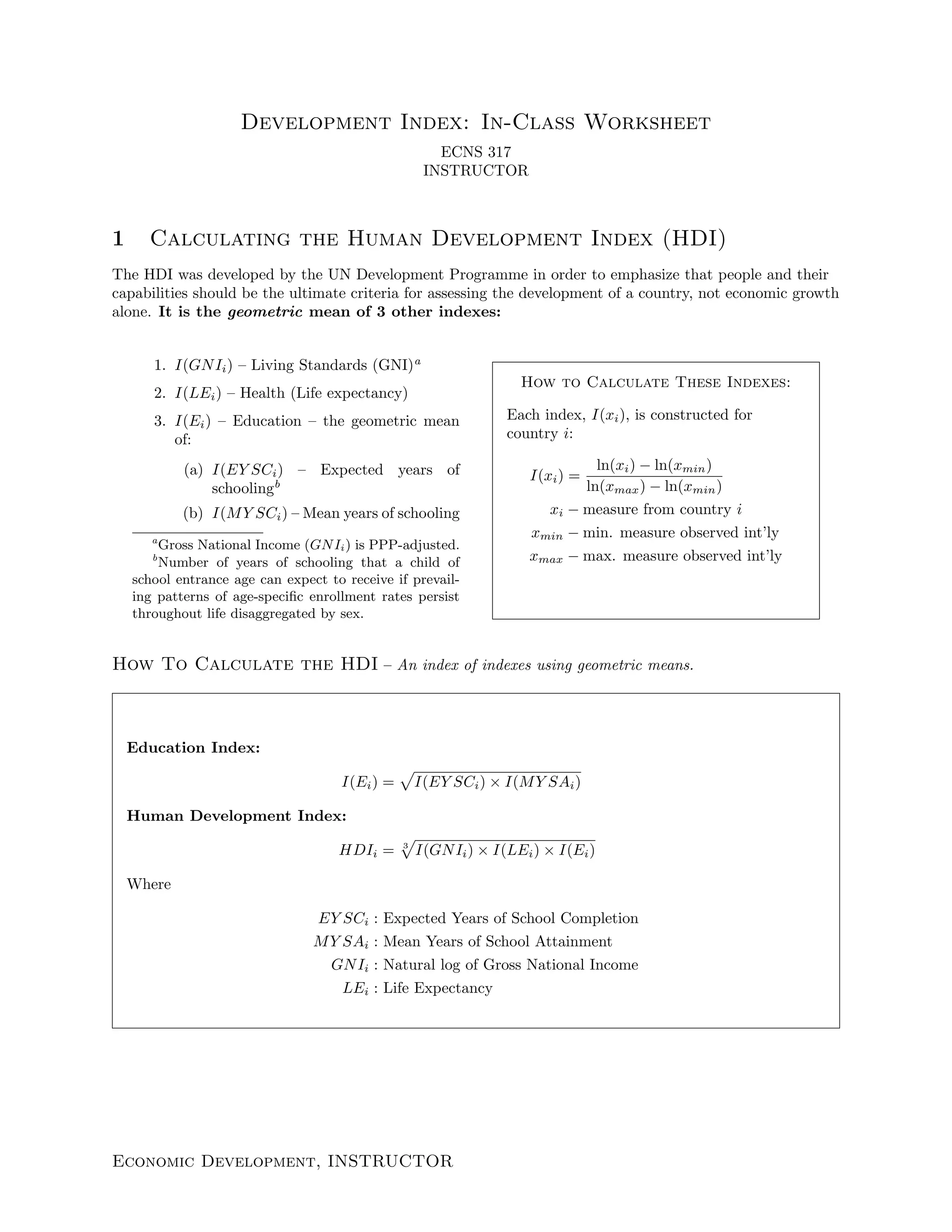 HDI handout | PDF