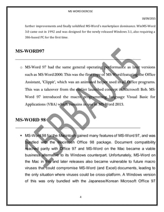 HISTORY OF MICROSOFT MS-WORD | DOCX