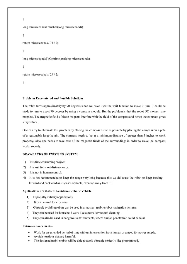 Impediment detection robot using Arduino | PDF | Robotics | Technology ...