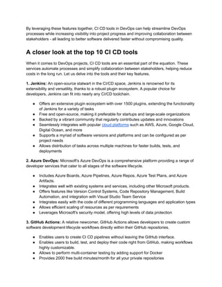 Exploring The Top CI/CD Tools for DevOps | PDF