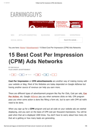 15 best cost per impression (cpm) ads networks | PDF