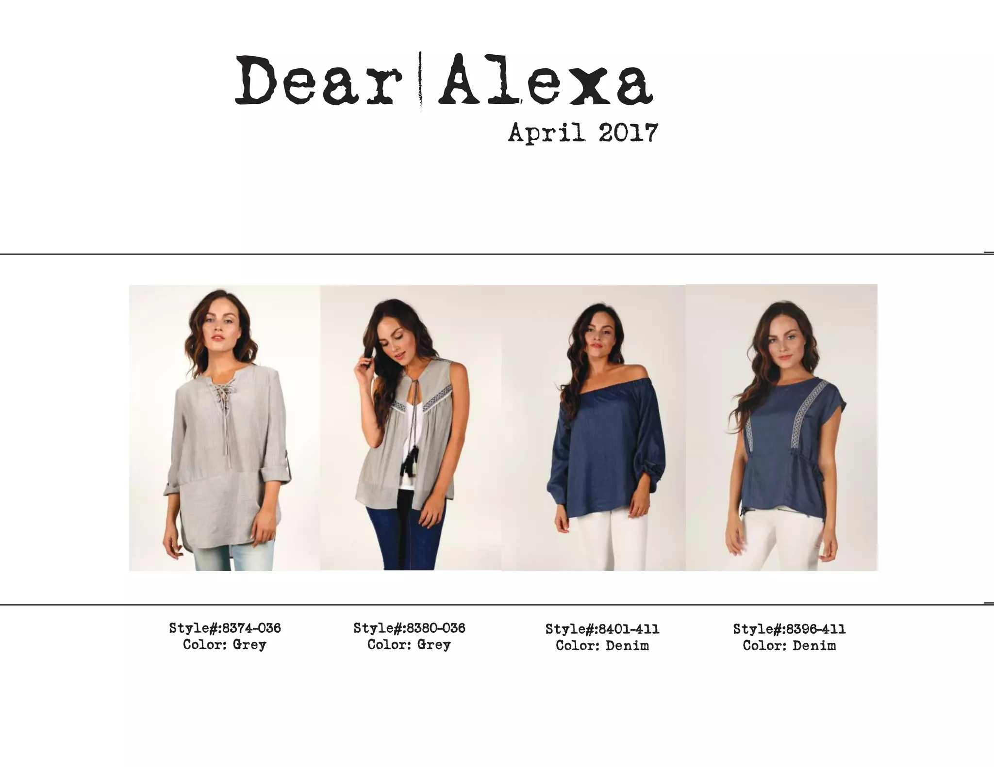 Dear Alexa line sheet April.compressed | PDF | Women\'s Clothing ...