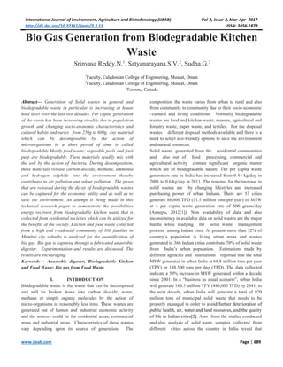 Bio Gas Generation from Biodegradable Kitchen Waste | PDF