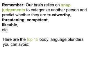 The 15 Biggest Body Language Blunders | PPT