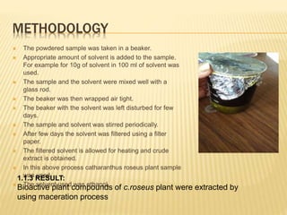 extraction of bioactive compounds from plant sources using maceration ...