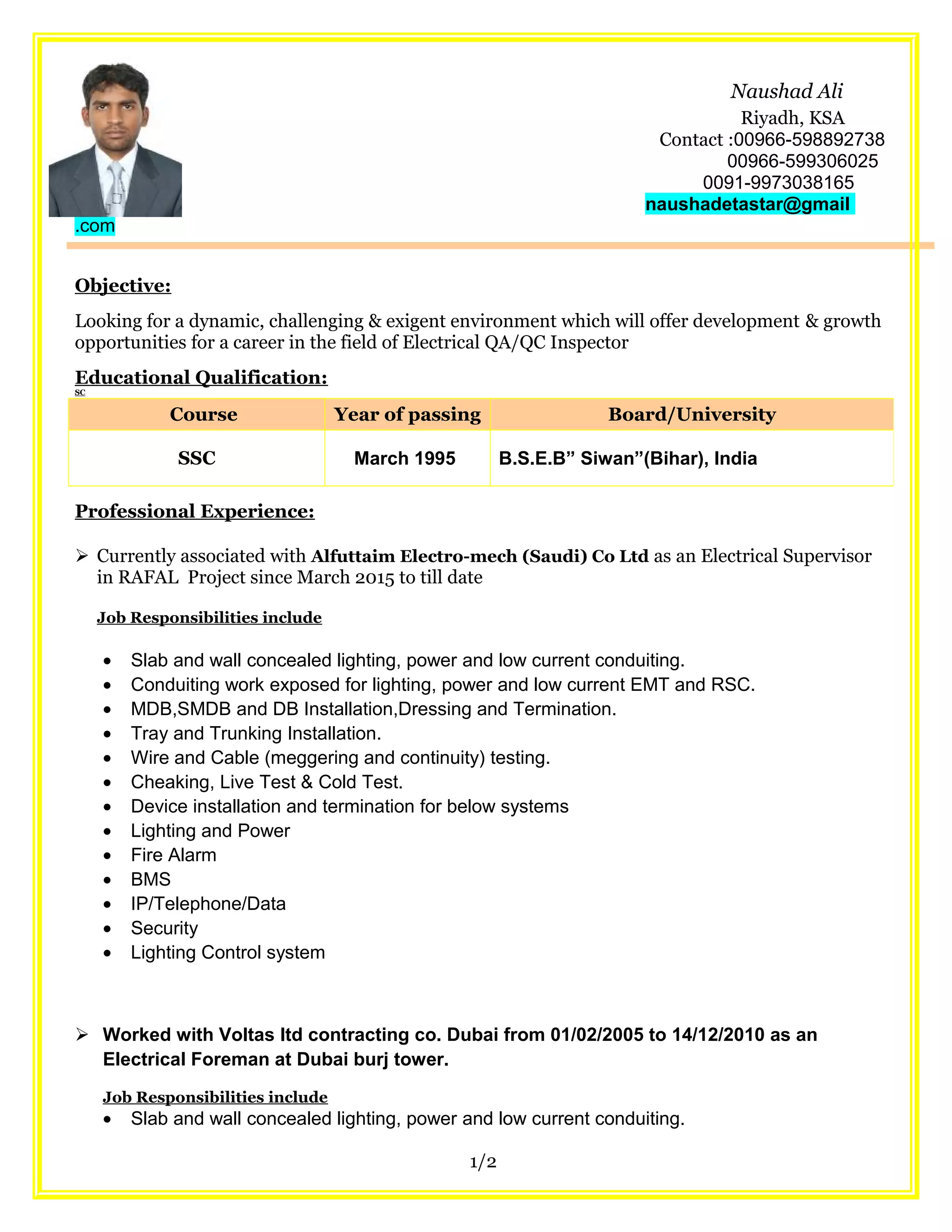 Resume -naushad | PDF