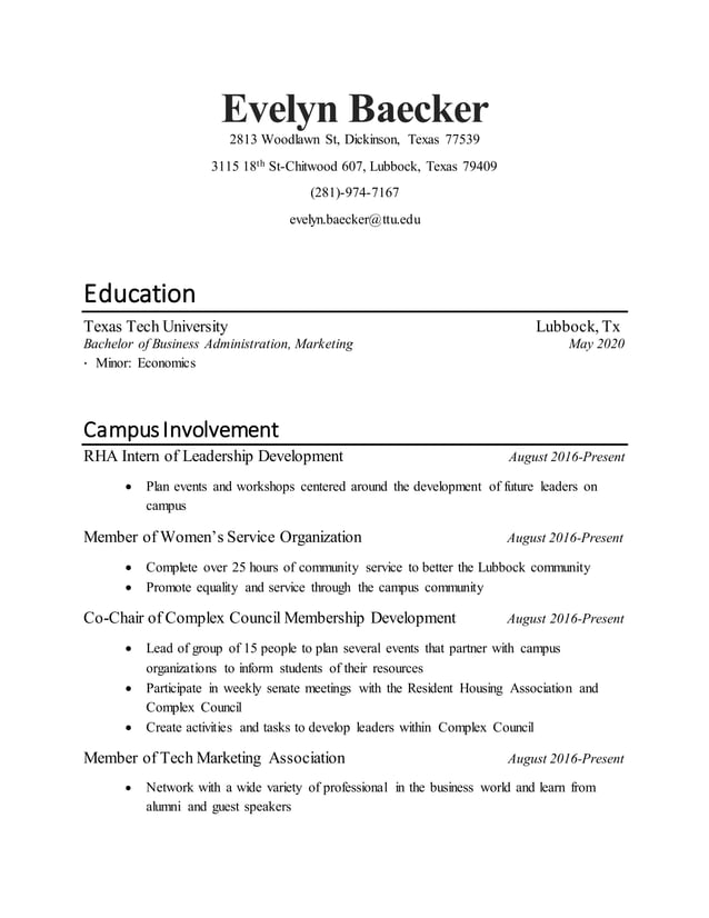 Resume Assignment Word Doc | PDF