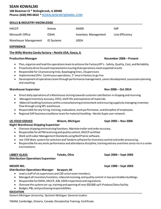 SEAN KOWALSKI Resume | PDF