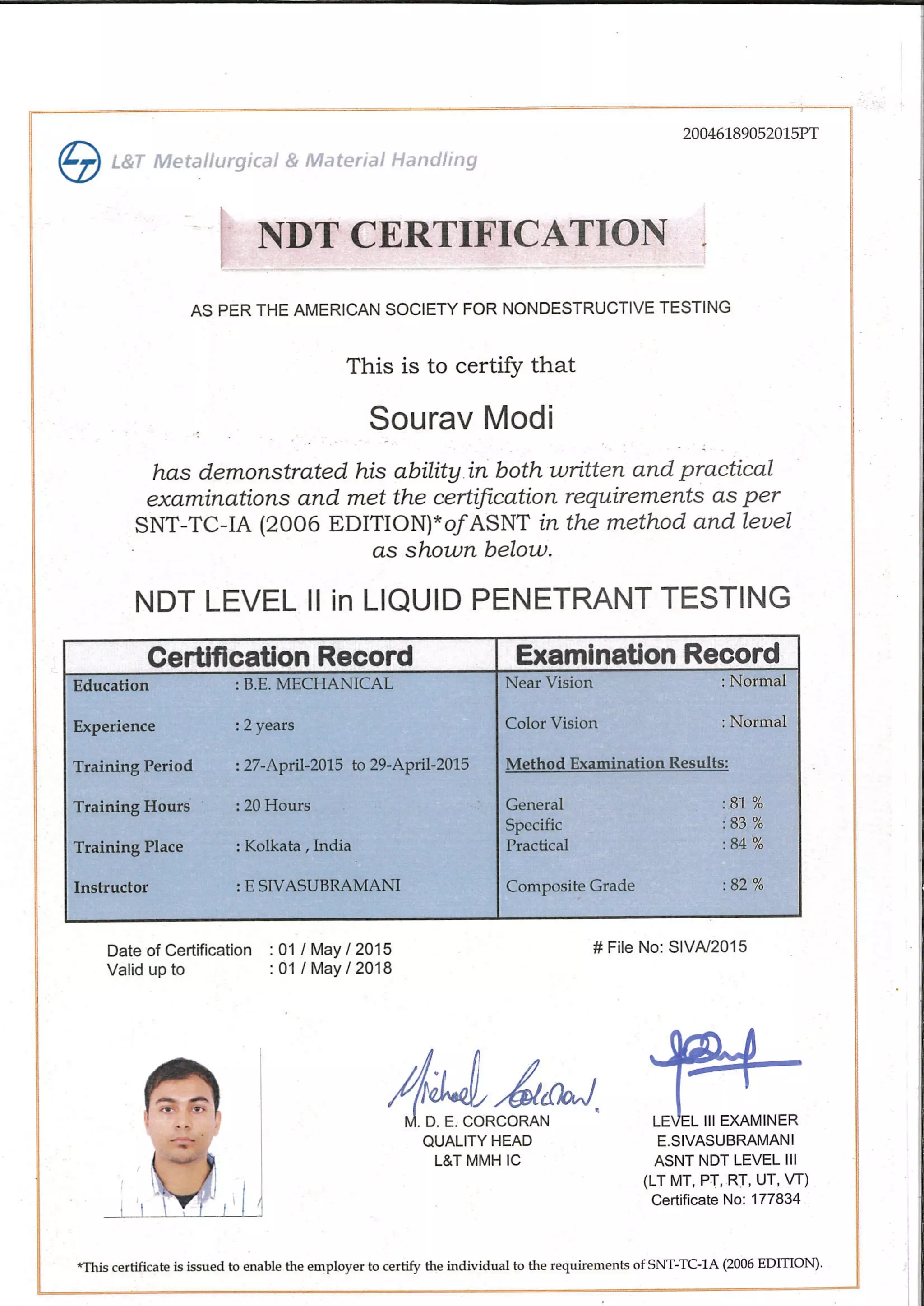 NDT CERTIFICATE | PDF