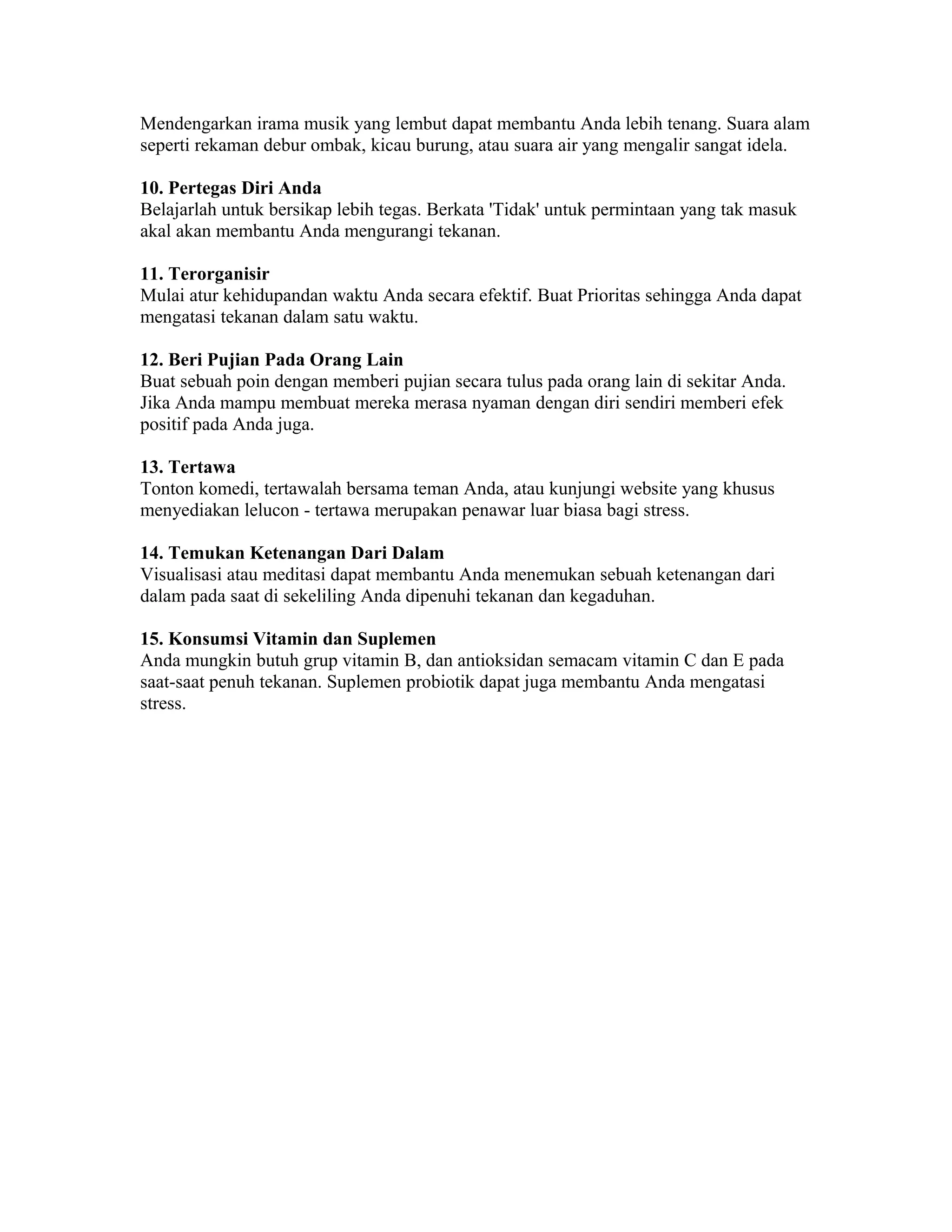 15 cara redakan stress | PDF