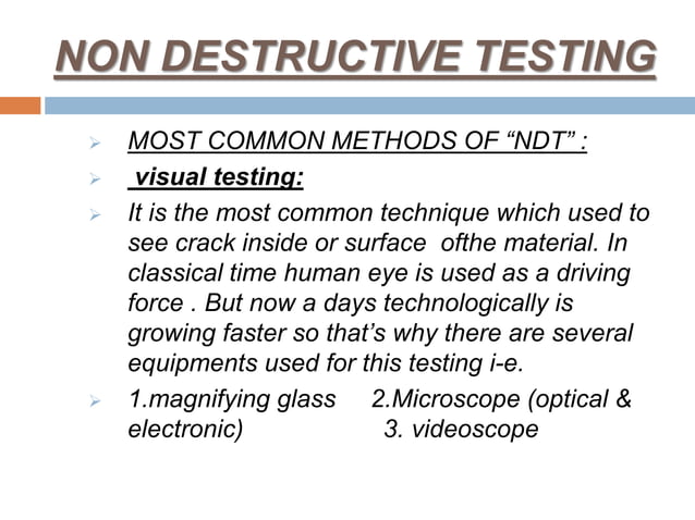 NON-DESTRUCTIVE TESTING | PPTX | Medical Tests | Medical Health