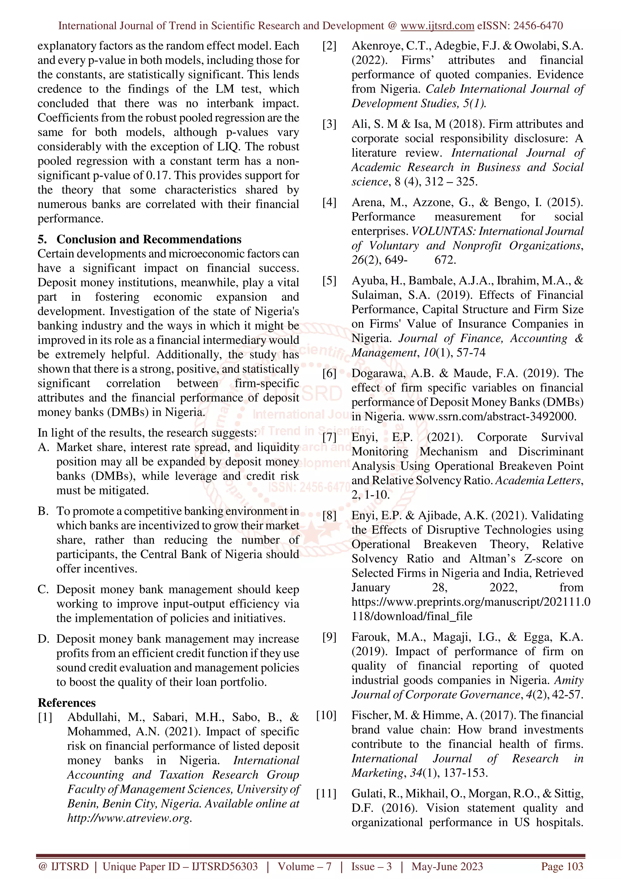 Characteristics of Nigerian Deposit Money Banks and Their Financial ...