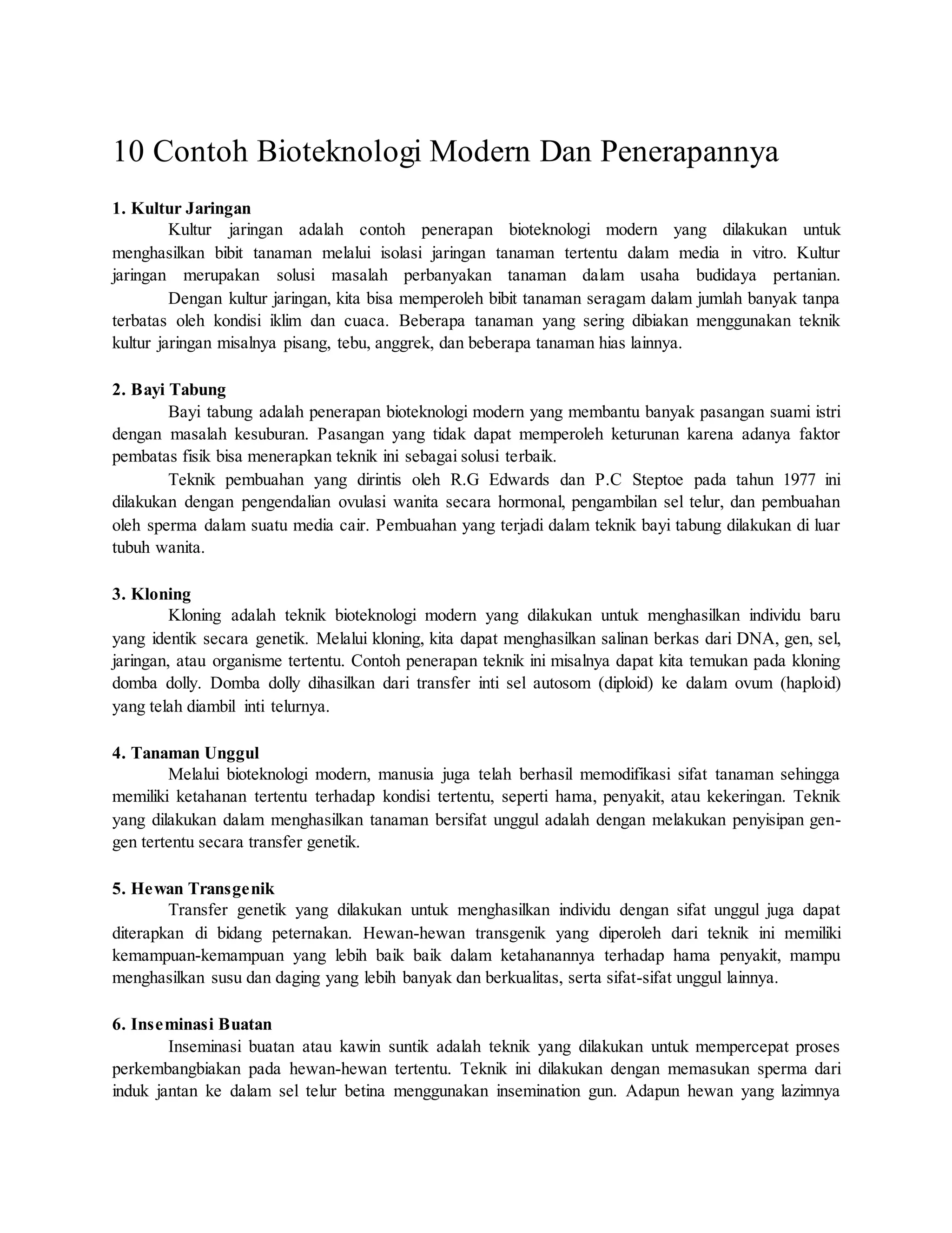 15 contoh rekayasa genetika | DOCX