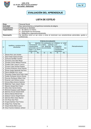15 de marzo - Personal Social - Nos reencontramos y compartimos ...