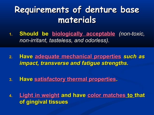 denture base materials dental material | PPT