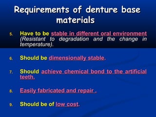 denture base materials dental material | PPT