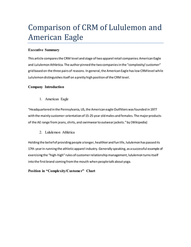 CRM Comparison of Lululemon and American Eagle | PDF