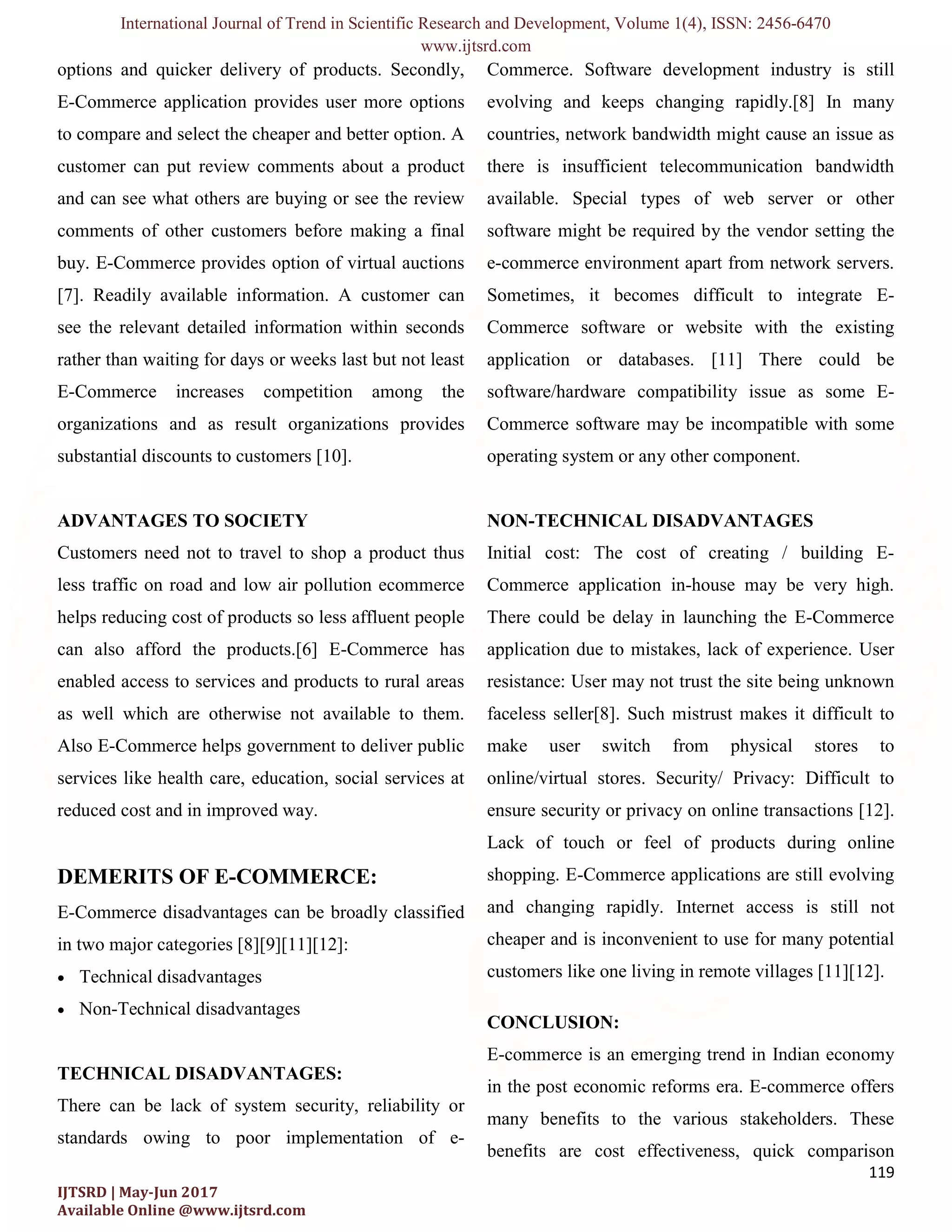 E-Commerce: Merits and Demerits A Review Paper | PDF