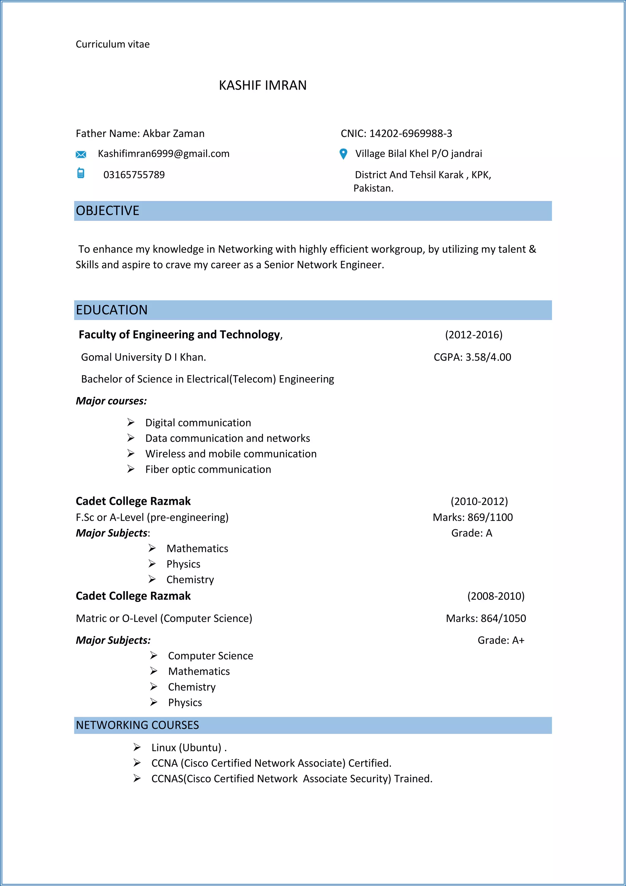 KASHIF IMRAN new cv | PDF