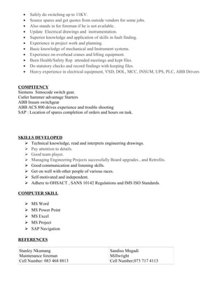 Curriculum Vitae for Sifiso M. Zulu | DOC